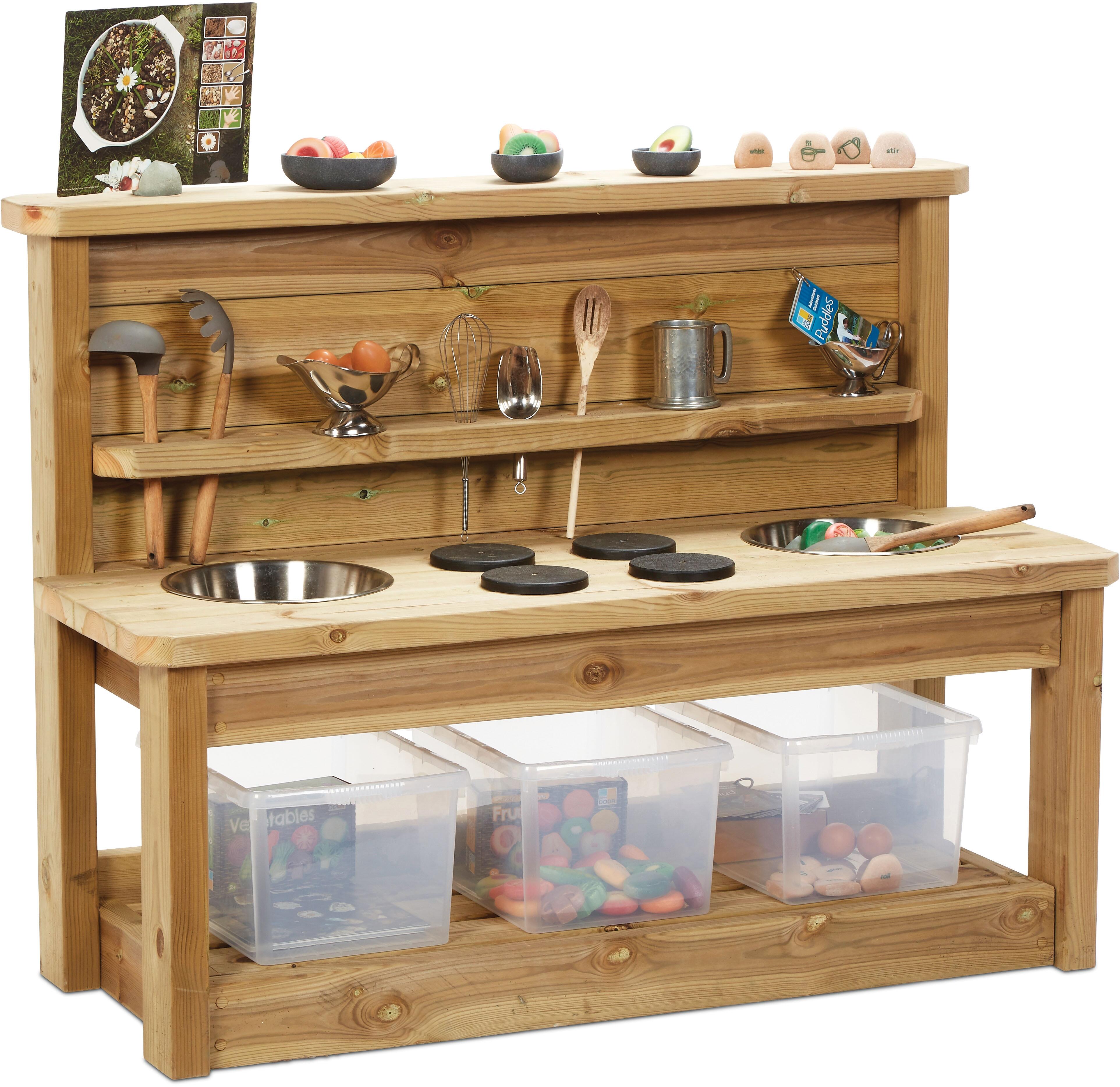 Millhouse Large Mud Kitchen with Removable Bowls and Play Kit - Just ...