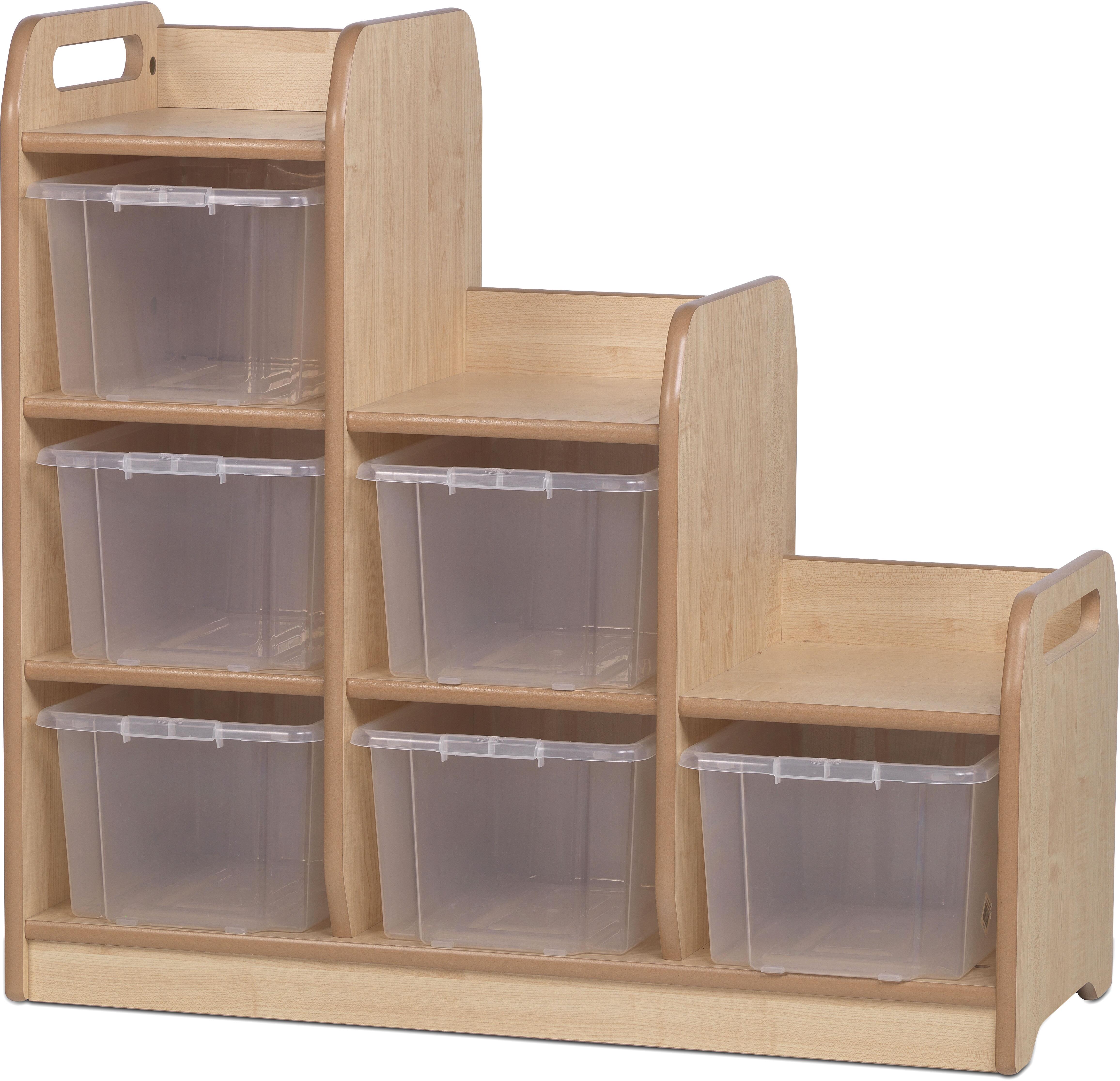 Millhouse Left Hand Stepped Storage with Clear Tubs & Display Shelves ...