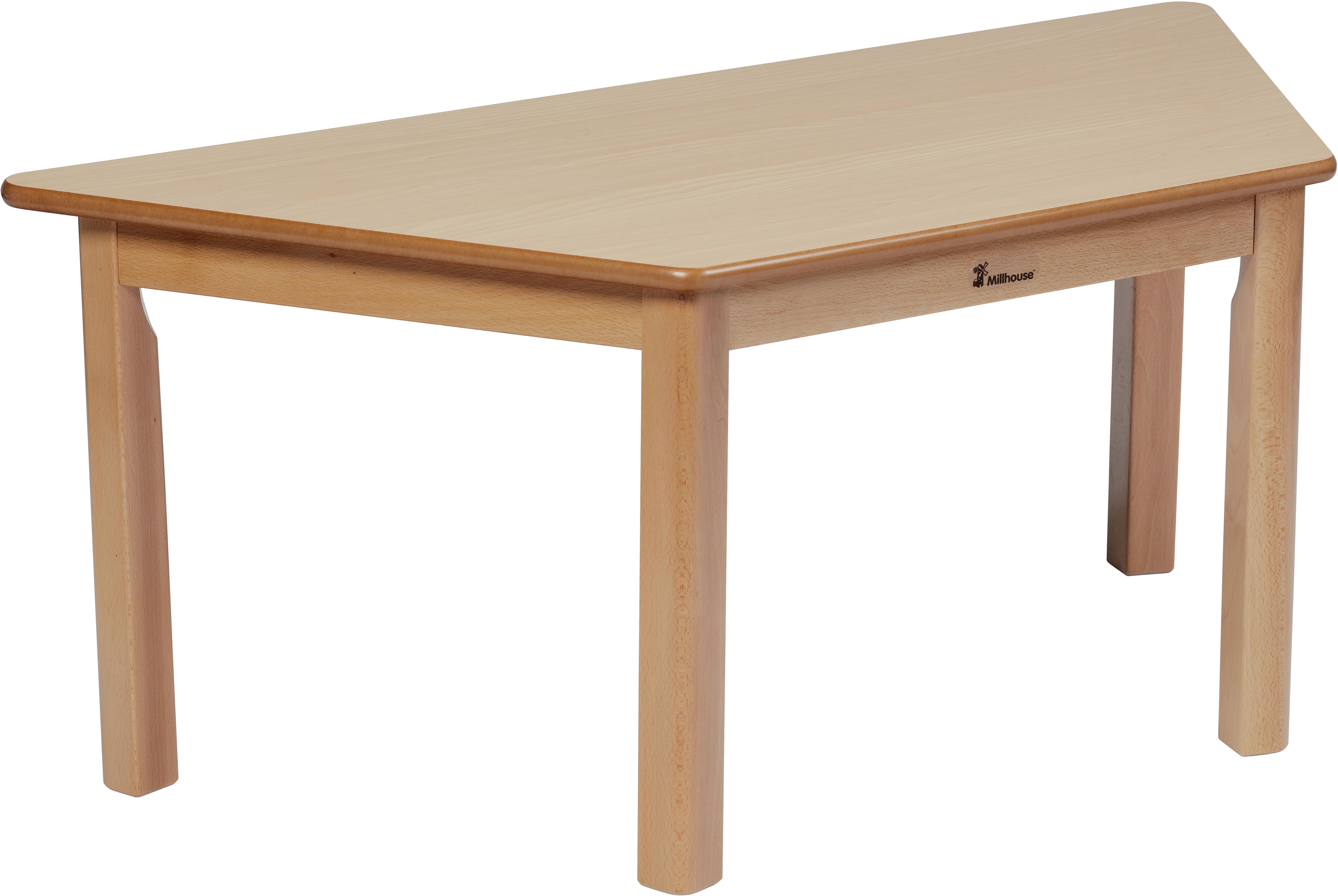 Millhouse Trapezoid Table - Solid Beech Frame, Maple Top, W1120xD560xH400mm - Just For Nurseries