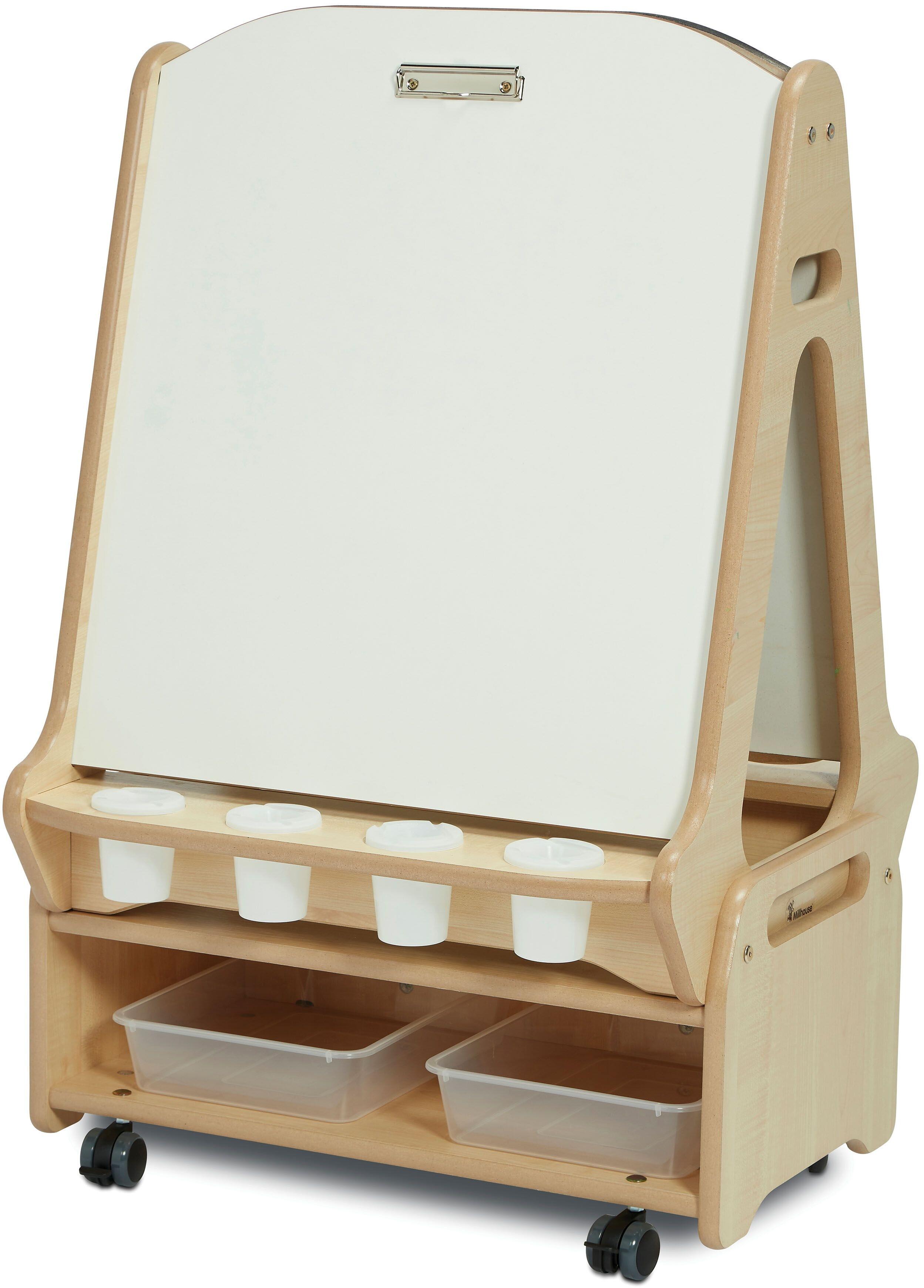 Millhouse Station White Board Easel with Storage Trolley - Just For Nurseries
