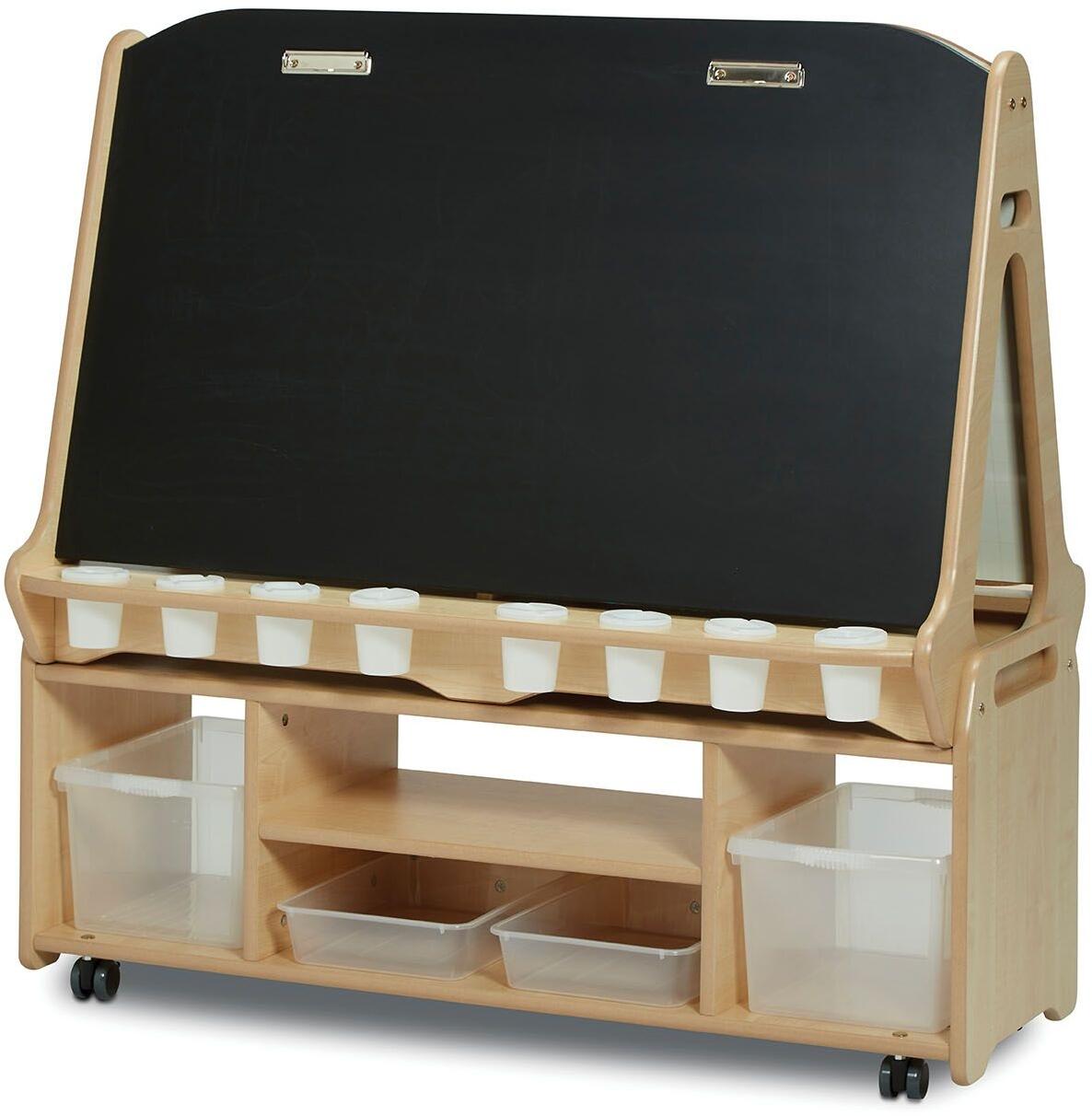 Millhouse Station Chalk/Whiteboard Easel with Storage Trolley - Just ...